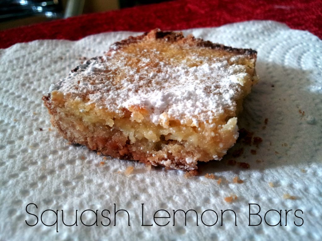 squash lemon bars - coffee in the middle